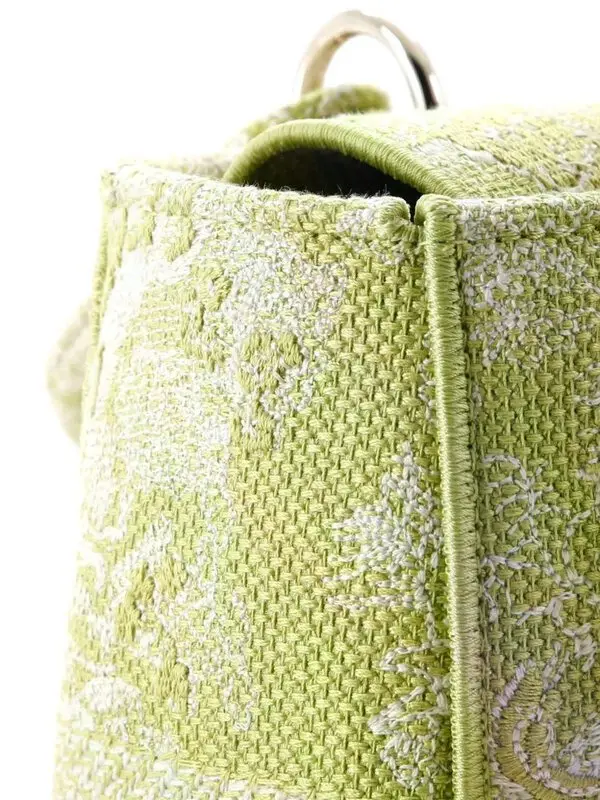 Dior Toile De Jouy Lady D-lite Embroidered Canvas Tote Bag - Green