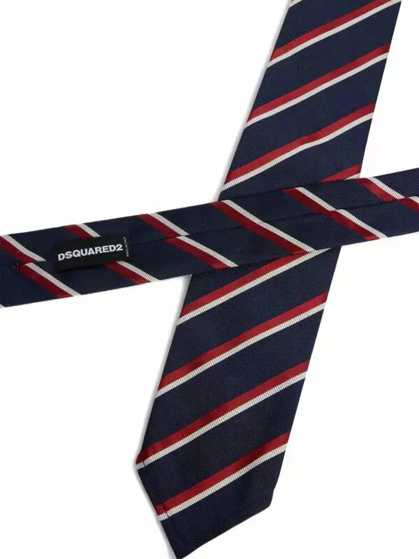 Dsquared2 Striped Silk Neck Tie - Blue