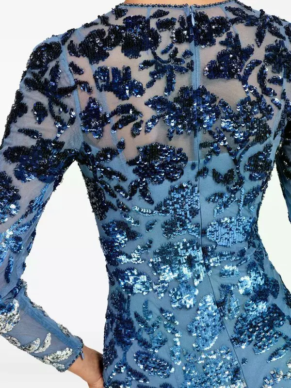 Jenny Packham Jazz Sequin-embellished Floral-pattern Mini Dress - Blue