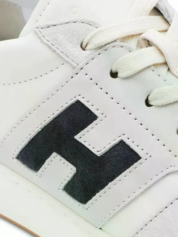 Hogan H-tv Lace-up Sneakers With Suede Paneling - Neutrals