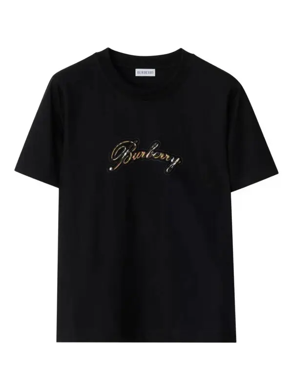 Burberry Cursive Logo Cotton T-shirt - Black