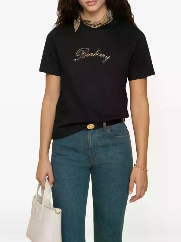 Burberry Cursive Logo Cotton T-shirt - Black