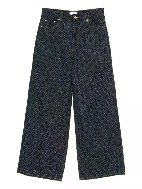 GANNI Textured Wide-leg Jeans