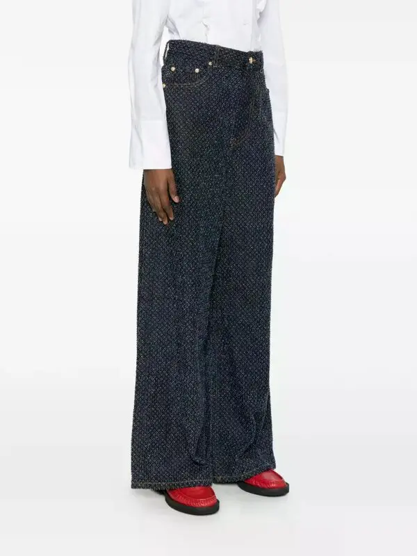 GANNI Textured Wide-leg Jeans