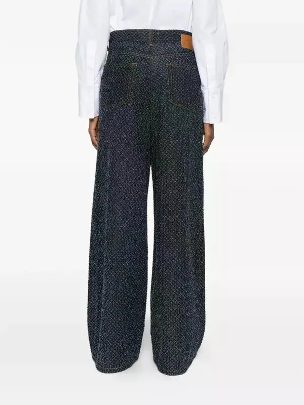GANNI Textured Wide-leg Jeans