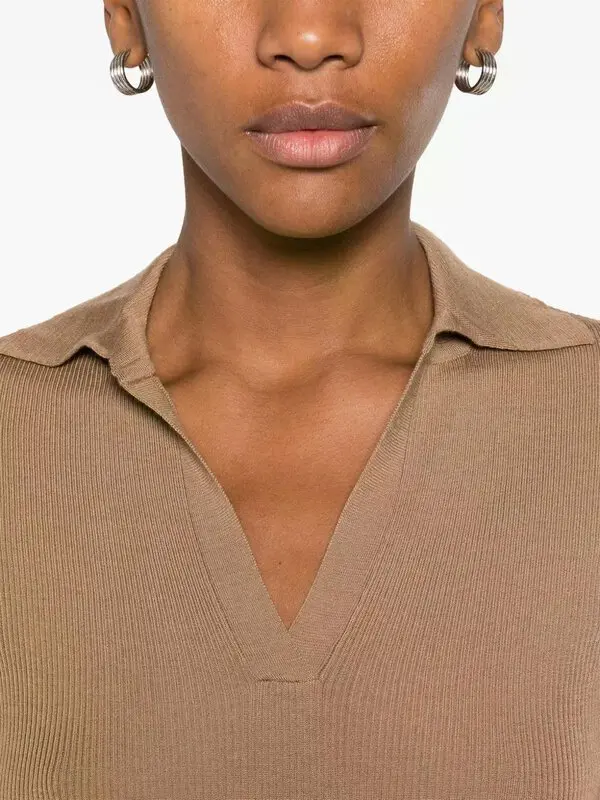 Max Mara V-neck Ribbed Knit Top