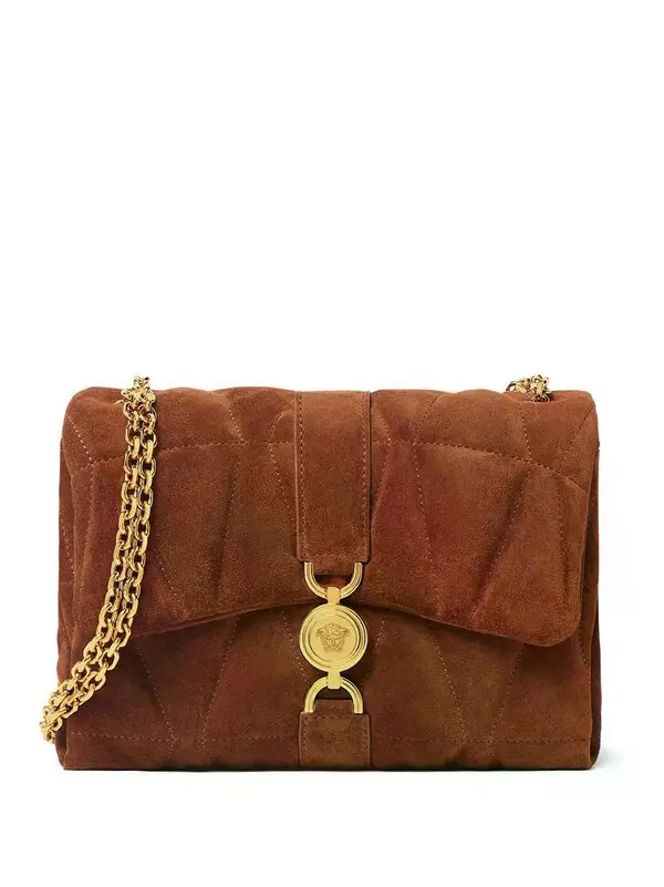 Versace Quilted Chain Crossbody Bag - Brown