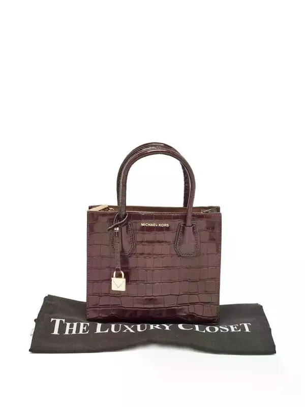 Michael Kors Mini Mercer Croc-embossed Tote Bag - Red