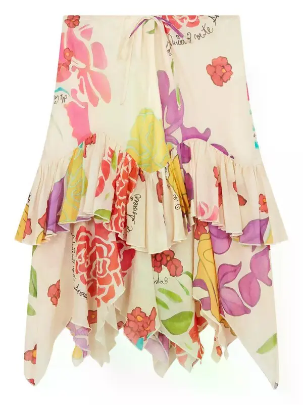 DONDE ESTEBAN Floral-print Midi Skirt - Neutrals