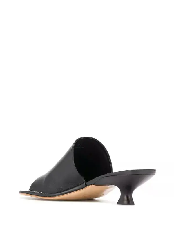 TOD'S Square Toe Leather Low Heel Sandals