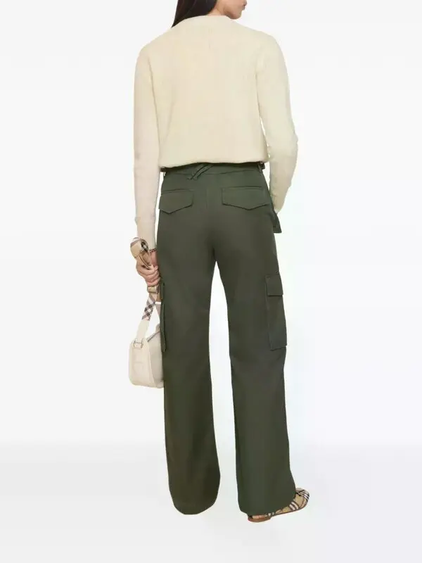 Burberry Cargo Trousers With Check Trim - Green
