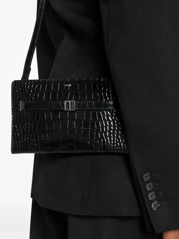 TOTEME Crocodile-embossed Cross Body Bag - Black