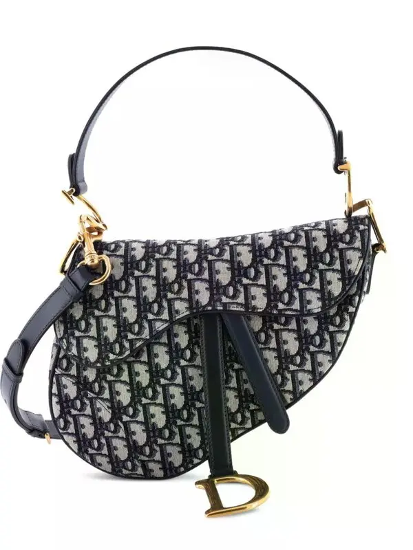 Dior Saddle Handbag With Strap Oblique Canvas Medium Shoulder Bag - Blue