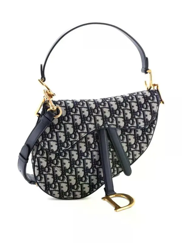 Dior Saddle Handbag With Strap Oblique Canvas Medium Shoulder Bag - Blue