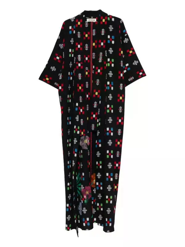 A.N.G.E.L.O. VINTAGE CULT Embroidery-effect Open-front Kimono - Black