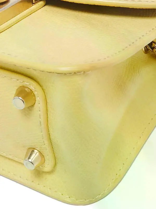 Furla Leather Flap Top Chain Strap Bag - Yellow