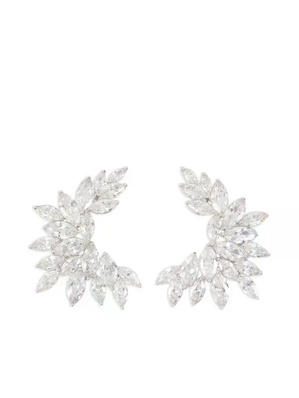 SELF-PORTRAIT Crystal Cuff Earrings - Silver