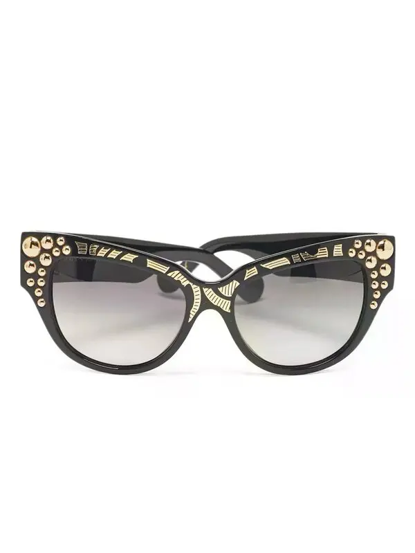 Anna-Karin Karlsson 2010s Cat-eye Sunglasses With Gold-tone Embellishments - Black