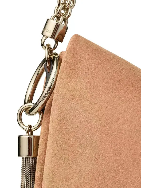 JIMMY CHOO Callie Suede Clutch Bag With Chain Strap - Neutrals