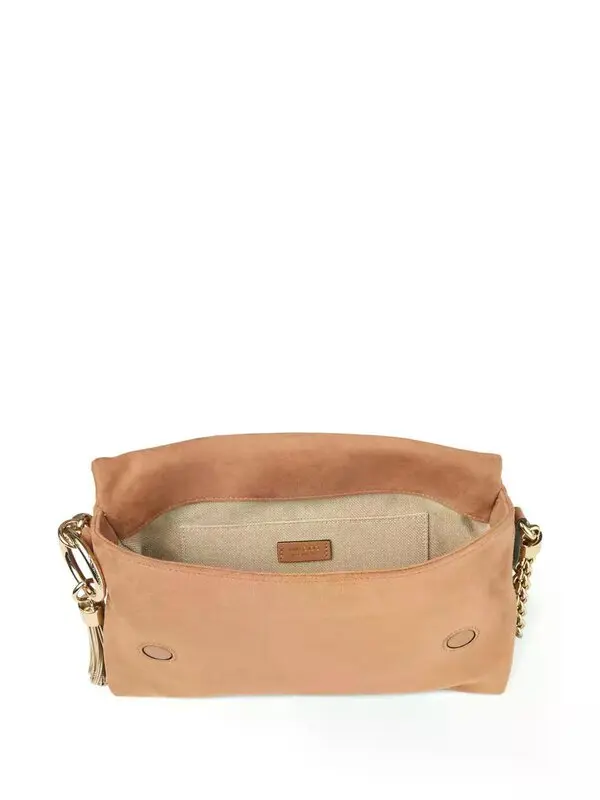 JIMMY CHOO Callie Suede Clutch Bag With Chain Strap - Neutrals