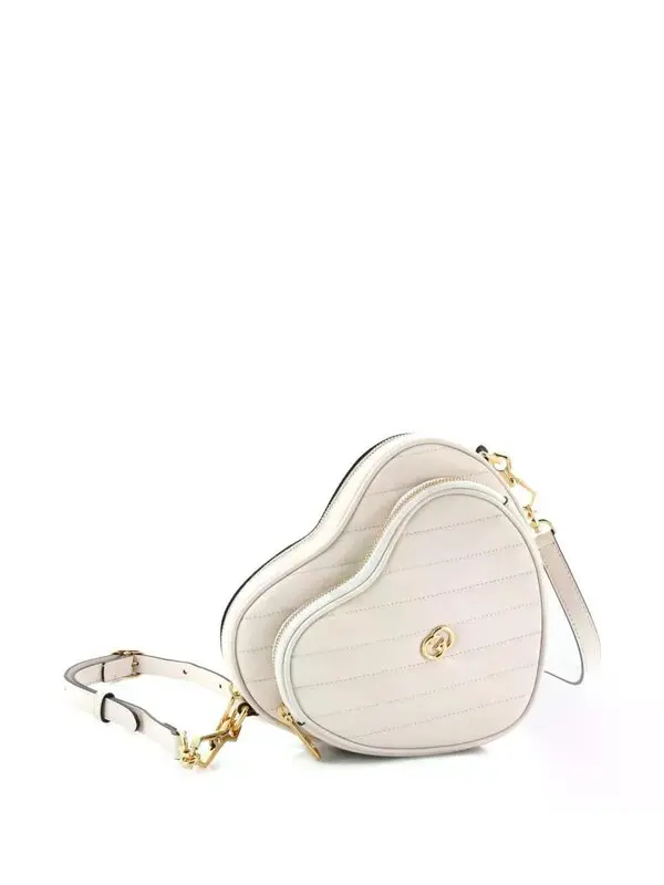 Gucci Interlocking G Heart Diagonal Quilted Leather Mini Shoulder Bag - Neutrals
