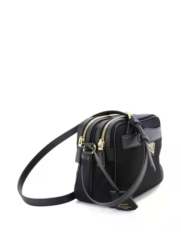 Prada Re-edition 1978 Front Pocket Re-nylon Mini Shoulder Bag With Saffiano Leather - Black
