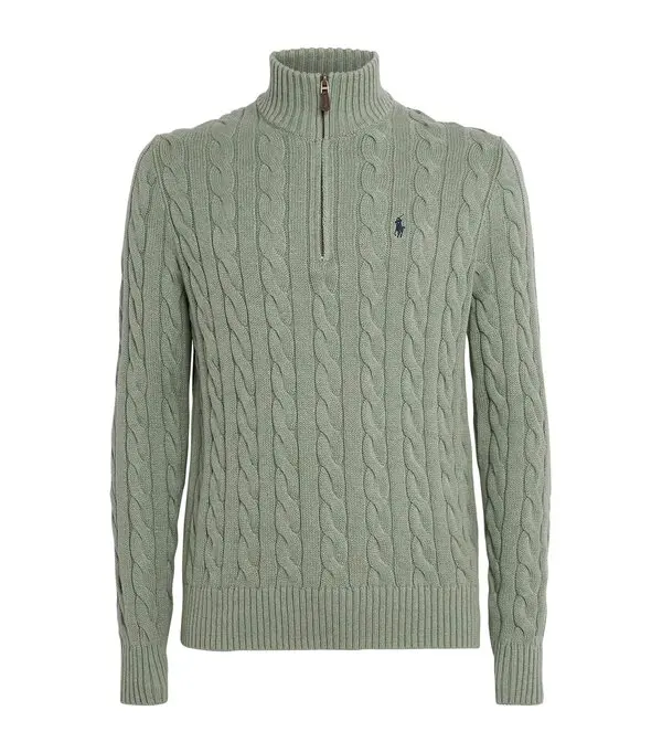 Polo Ralph Lauren Cotton Cable-knit Half-zip Sweater