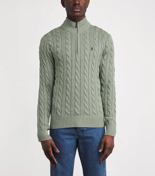 Polo Ralph Lauren Cotton Cable-knit Half-zip Sweater