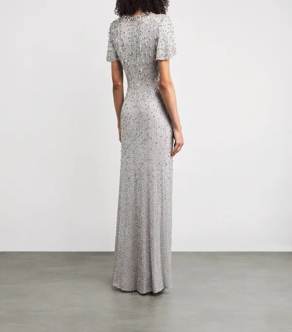 Jenny Packham Serenity Sequin Gown - Silver