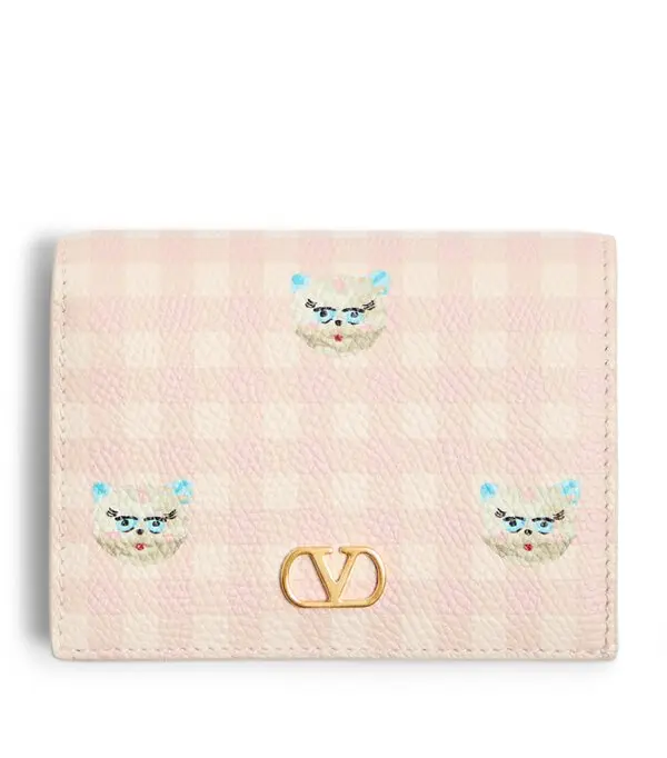 Valentino Garavani Leather Le Chat De La Maison Wallet - Pink