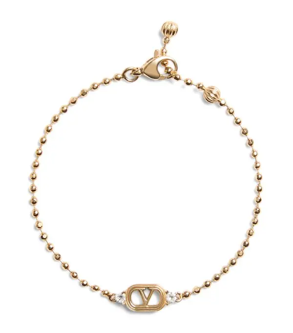 Valentino Garavani Crystal-embellished Ovalette Bracelet - Gold
