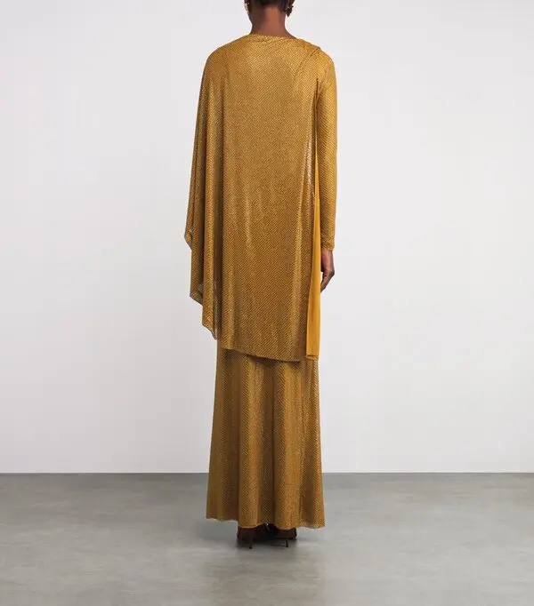 gold dress self portrait Self-Portrait - Gold Fil Coupe Maxi Dress