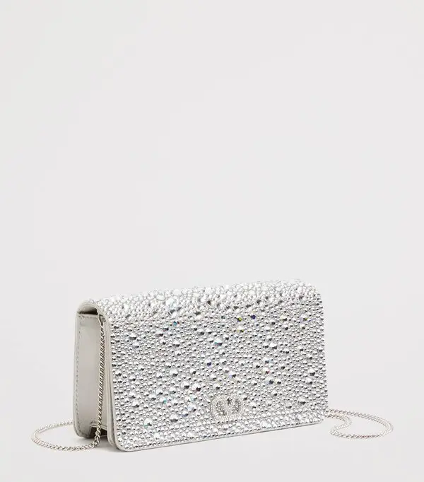 Valentino Garavani Mini Embellished Vlogo Signature Shoulder Bag - Silver
