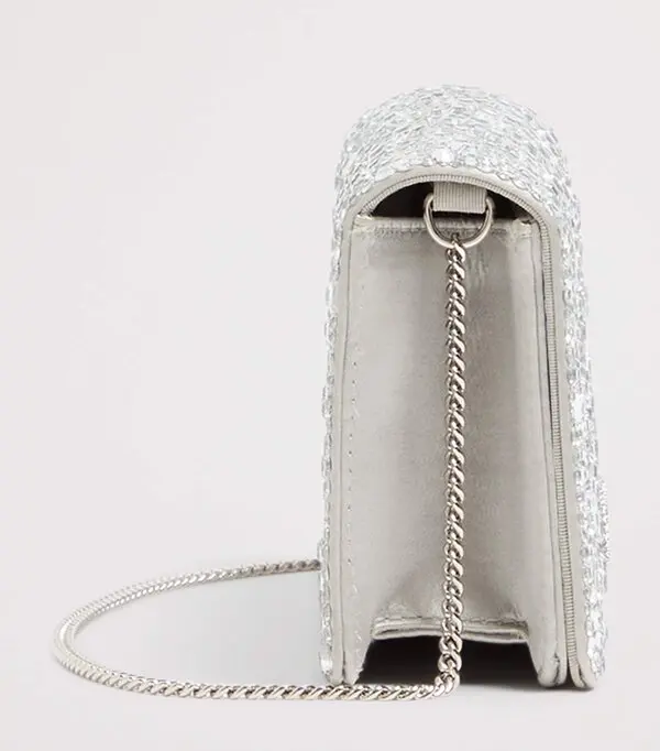 Valentino Garavani Mini Embellished Vlogo Signature Shoulder Bag - Silver