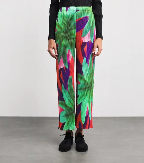 Issey Miyake Pleated Printed Trousers - Red