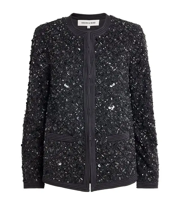 Veronica Beard Embellished Rosine Crepe Jacket