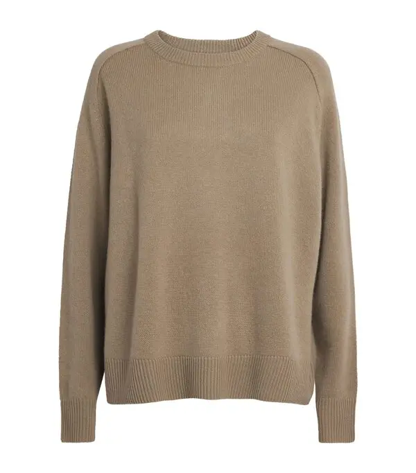 Soft Goat Cashmere Boyfriend Crew-neck Sweater - Green