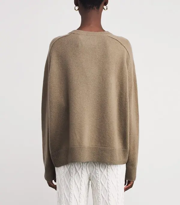 Soft Goat Cashmere Boyfriend Crew-neck Sweater - Green