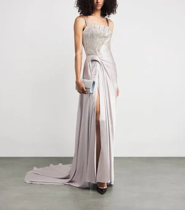 GAURAV GUPTA Stretch-silk Crystal-embellished Gown