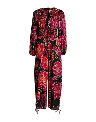 Farm Rio Floral-print Cotton Poplin Jumpsuit - Purple