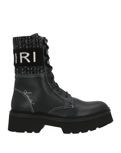Amiri Two-tone Leather And Textile Combat Boots