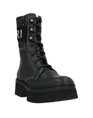 Amiri Two-tone Leather And Textile Combat Boots