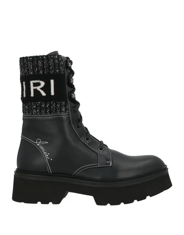Amiri Two-tone Leather And Textile Combat Boots