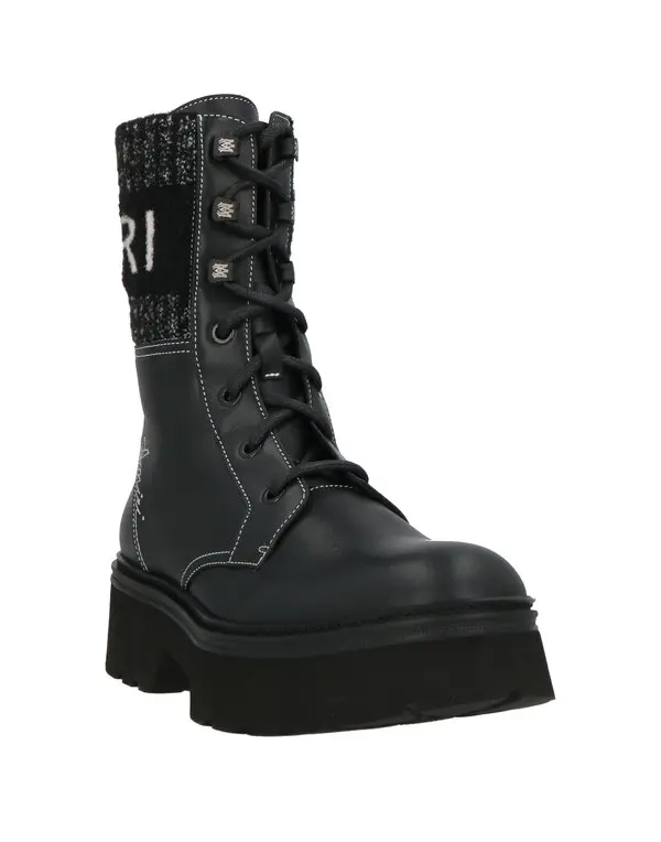 Amiri Two-tone Leather And Textile Combat Boots