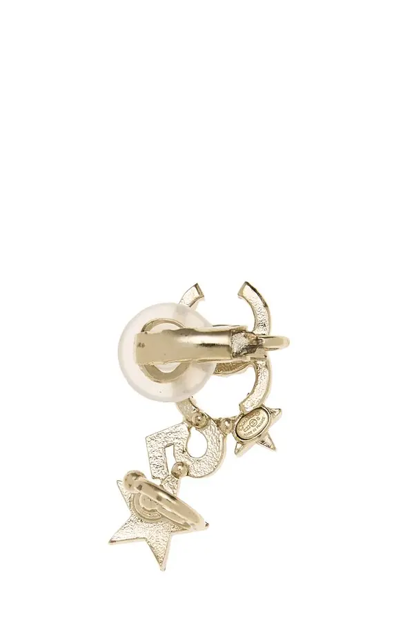 Chanel Crystal 'cc' Climber Earrings - Silver