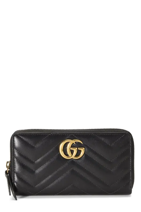 Gucci Matelassé Gg Marmont Zip Wallet - Black