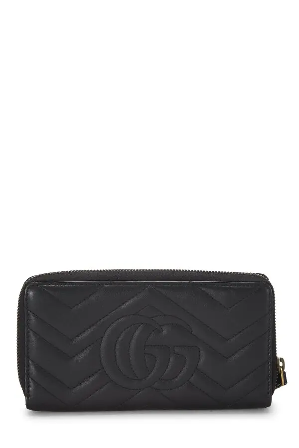 Gucci Matelassé Gg Marmont Zip Wallet - Black