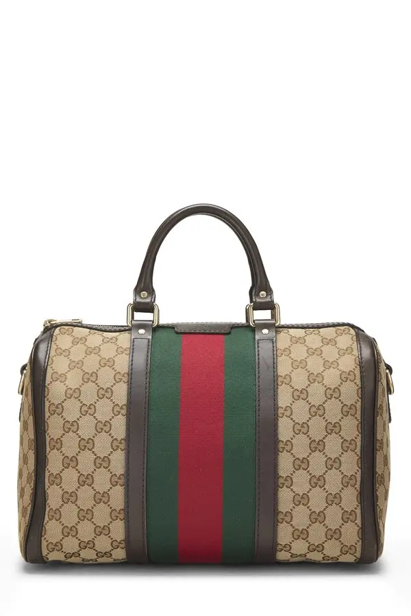 Gucci Original Gg Vintage Web Boston Bag - Brown