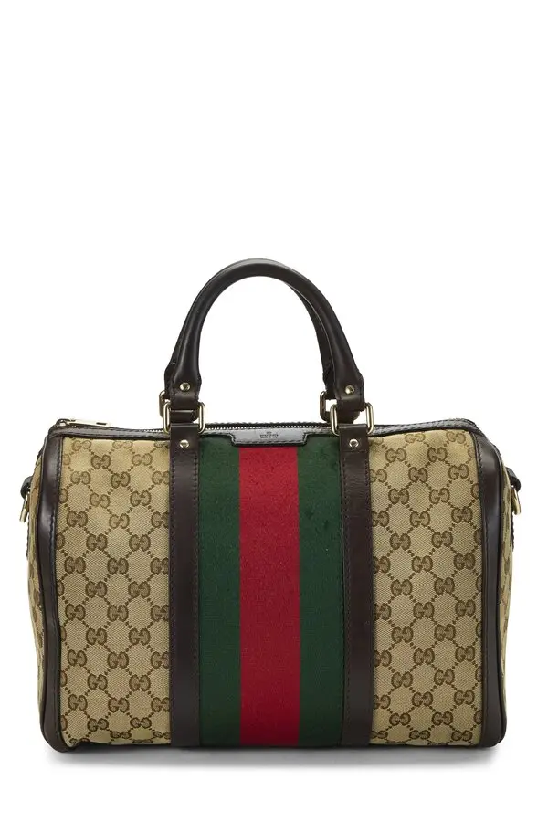 Gucci Original Gg Vintage Web Boston Bag - Brown