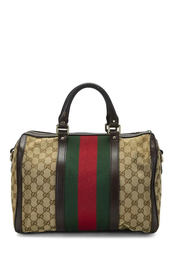 Gucci Original Gg Vintage Web Boston Bag - Brown